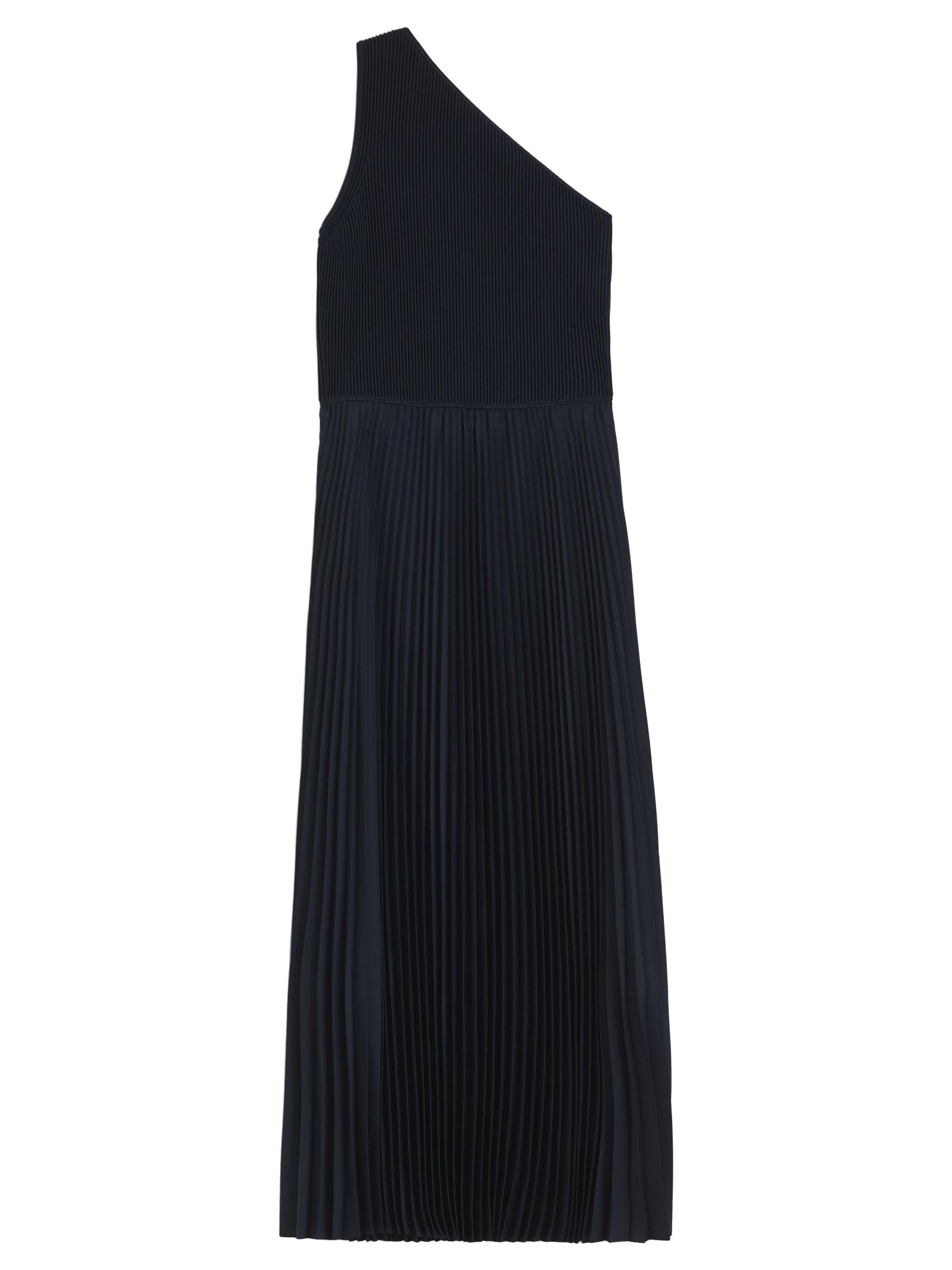 BOSS BOSS Rib-Knit One-Shoulder Dress with Pleated Skirt